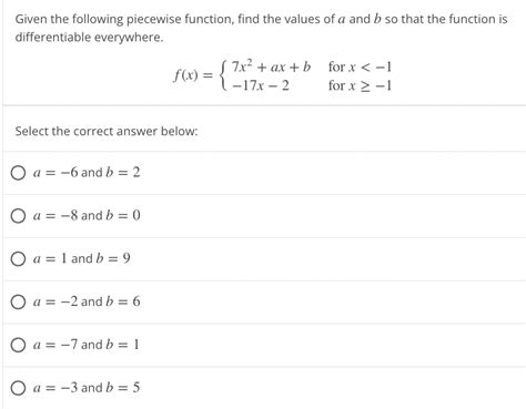 Solved Given The Following Piecewise Function Find The Chegg