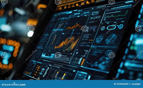 Modern Manufacturing Control Panel Monitoring Production Data And