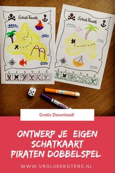 Ontwerp Je Eigen Schatkaart Tijden Het Piraten Dobbel Spel Leuk Om Te Spelen Met Kleuters Of