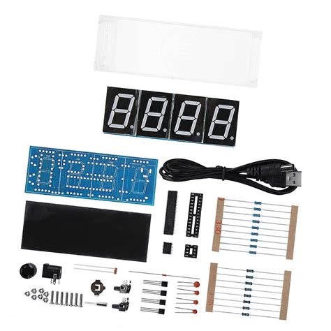 4 Digit Diy Digital Led Clock Kit Auto Display Time Temperature Electronic Diy Kit Clock Green