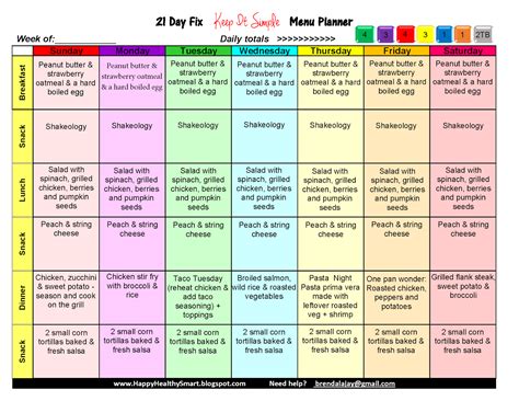 21 Day Fix Printable Meal Planner Anatomy Drawing Lessons