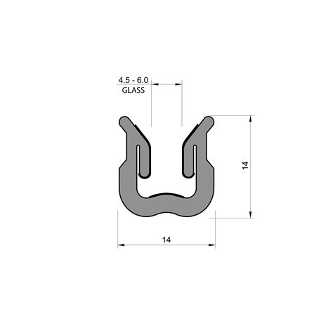 Flocked Lined Sliding Window Seal 14mm X 14mm