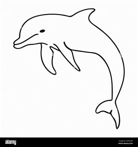 Dolphin Icon Line Art Drawing Simple Abstract Illustration In Minimalistic Style Stock Vector