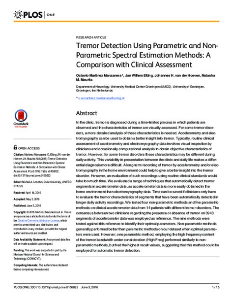 Pdf Tremor Detection Using Parametric And Non Parametric Spectral Estimation Methods A