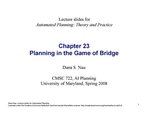 Lecture Slides For Theory And Practice Planning In Game Of Bridge
