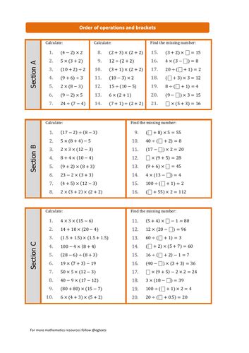 Number Year 6 Block 2 Week 6 Order Of Operations Teaching Resources