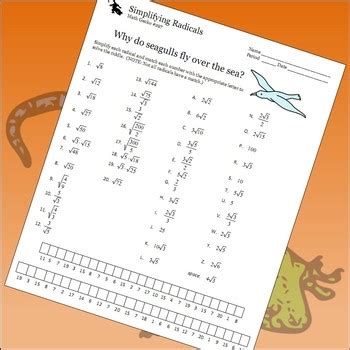Simplifying Radicals II Riddle By Math Gecko And Music Scores TpT
