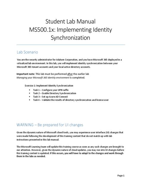 Practice Lab 2 Implementing Identity Synchronization Pdf Active
