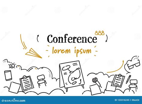 Business Presentation Training Conference Concept Sketch Doodle Horizontal Isolated Copy Space