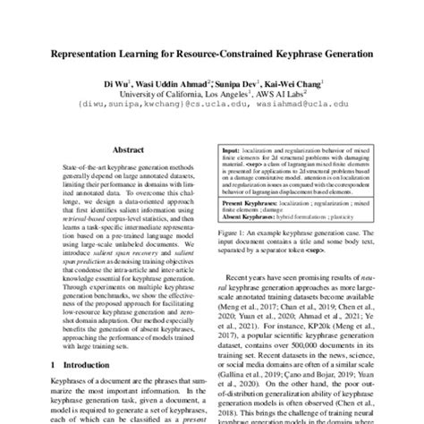 Representation Learning For Resource Constrained Keyphrase Generation Acl Anthology