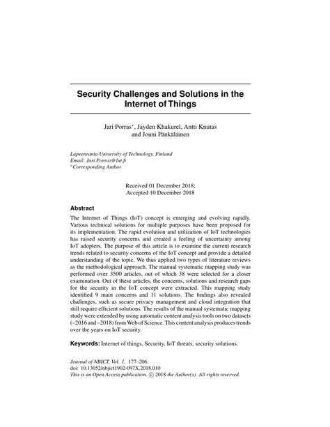 PDF Security Challenges And Solutions In TheInternet Of Things