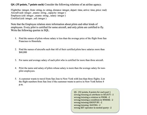 Solved Q4 35 Points 7 Points Each Consider The Following Chegg Com