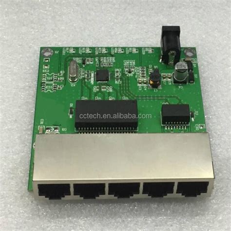 AI Realtek Chipset Solution 78 78mm Mini 5port 10 100mbps Data Switch Ethernet Pcb Module For