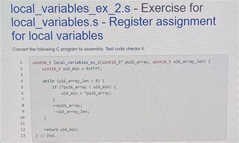 Solved Localvariablesex2s Exercise For Local Variabless Register 1 Answer