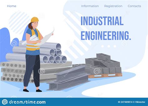 Building Technology Industrial Engineering Landing Page Vector Flat