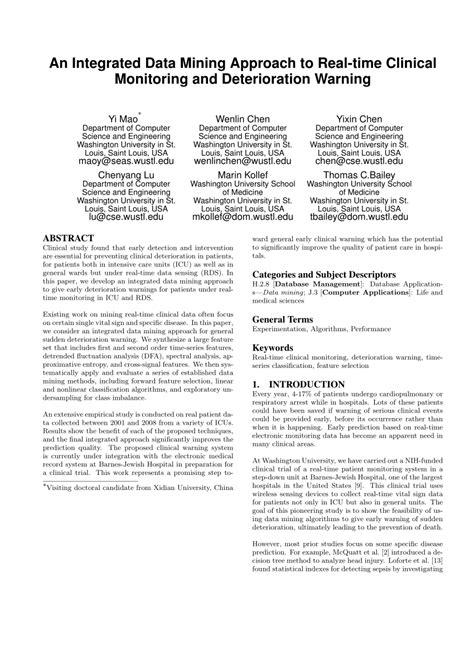 Pdf An Integrated Data Mining Approach To Real Time Clinical Monitoring And Deterioration Warning