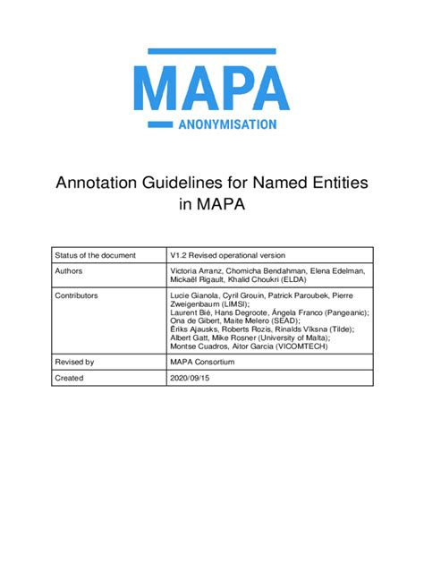 Fillable Online Annotation Guidelines For Named Entities In Mapa Fax