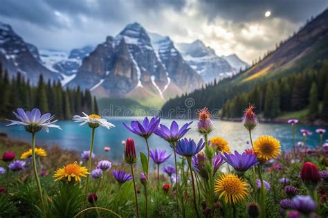 Closeup Of A Vibrant Wildflower In Lake Louise Banff National Park