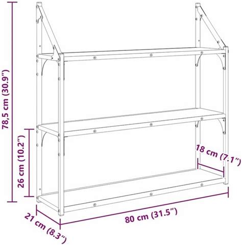 Wandplank Met 3 Niveaus Oud Hout 80 X 21 Cm Stevige Wandkast Voor