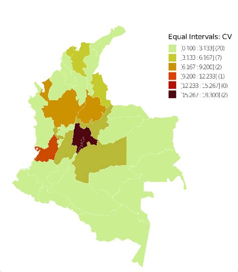 Spatial Dispersion Of The Cv Index In Colombia 2018 The Spatial Units