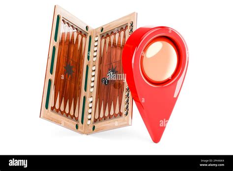 Backgammon Board Game With Map Pointer 3d Rendering Isolated On White