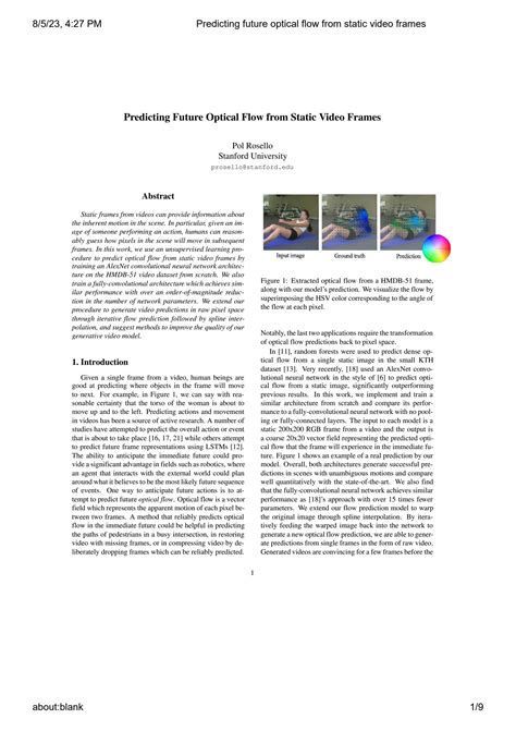 Solution Predicting Future Optical Flow From Static Video Frames Convolutional Neural Networks