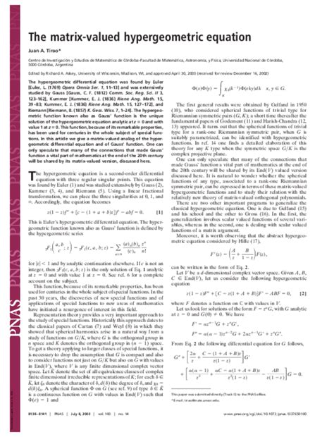 Pdf The Matrix Valued Hypergeometric Equation