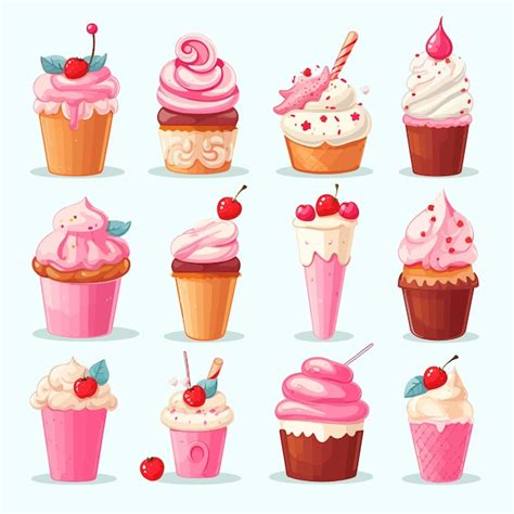 Helado De Fresa Vector Premium