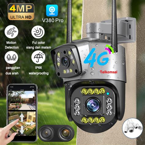 Jual Cctv Simcard 4g Outdoor 2 Kamera 4mp Cctv Ptz Jarak Jauh Lewat Hp 360 Derajat Waterproof Ip