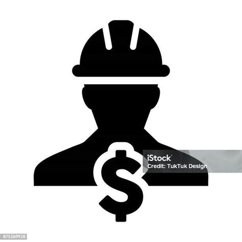 작업자 아이콘 벡터 달러 기호 문자 모양 그림에 남자 사람 건설 프로필 아바타와 건설업자에 대한 스톡 벡터 아트 및 기타 이미지 건설업자 건축가 경영자 Istock