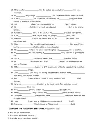 Conditionals Theory And Exercises With Key1 DOC
