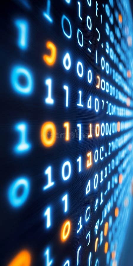 Abstract Technology Background With Orange And Blue Binary Code Data