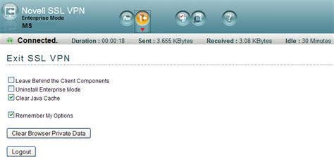 Novell Doc Novell Access Manager 31 Ssl Vpn User Guide Logging Out Of The Active Ssl Vpn Session