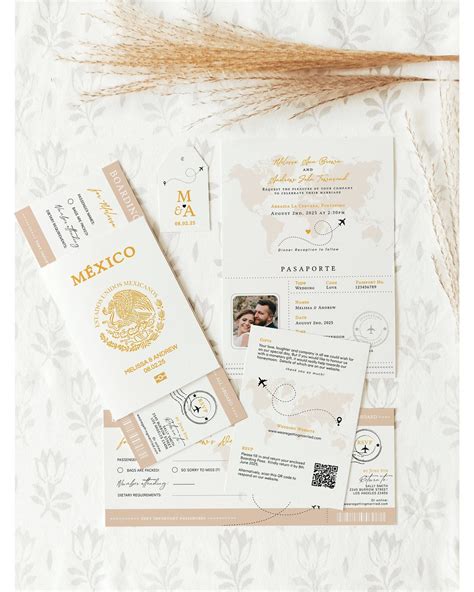 Mexican Passport Wedding Invitation Template Suite Mexico Invitation