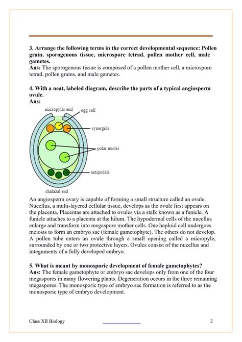 Solution Class 12 Biology Sexual Reproduction In Flowering Plants