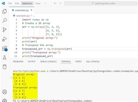 how to transpose an array in python