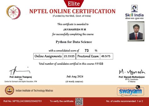jayaharish r m on linkedin python datascience nptel
