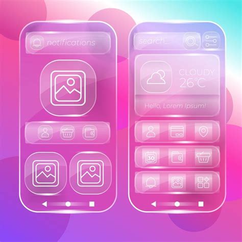 Glassmorphism Ui Ux 목업 프리미엄 벡터