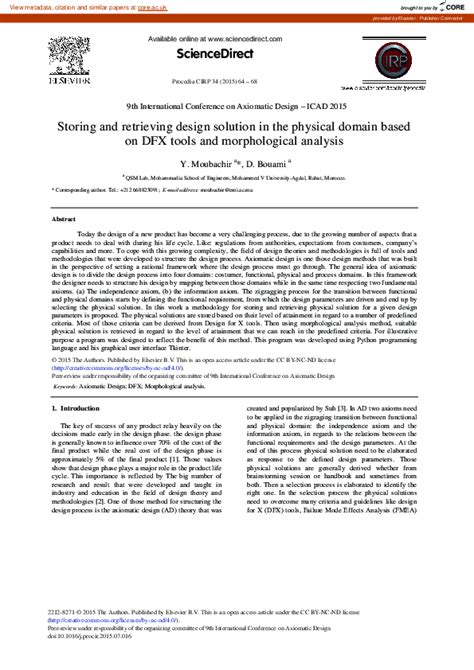 Pdf Storing And Retrieving Design Solution In The Physical Domain Based On Dfx Tools And