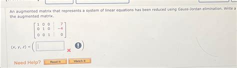 solved an augmented matrix that represents a system of