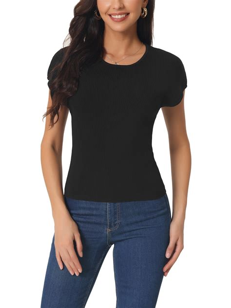 Inspire Chic Womens Casual Cap Sleeve Knit T Shirts Crewneck Basic