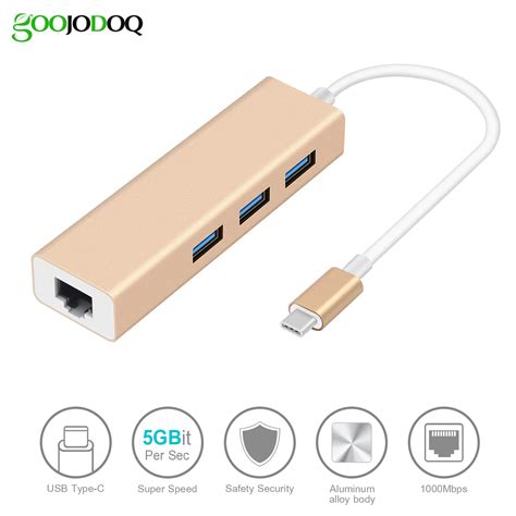 Review Goojodoq Usb C Ethernet Rj45 Lan Adapter 3 Port Usb Type C Hub