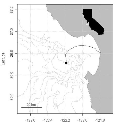 Monterey Bay Showing Location Of Mars Node Black Square And The 56 Km