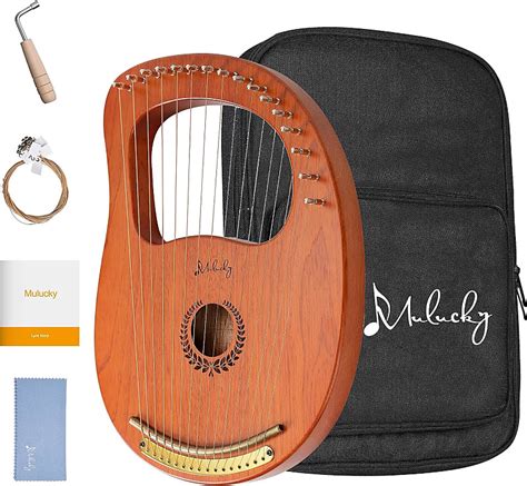 16 String Lyre Harp Metal Steel Strings Bone Saddle Mahogany Reverb