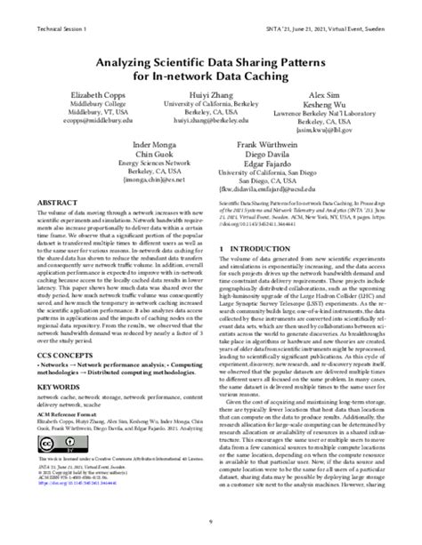Pdf Analyzing Scientific Data Sharing Patterns For In Network Data