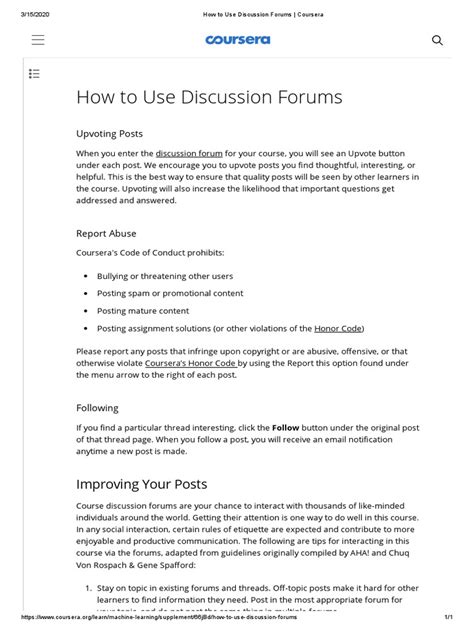 how to use discussion forums coursera pdf internet forum cyberspace