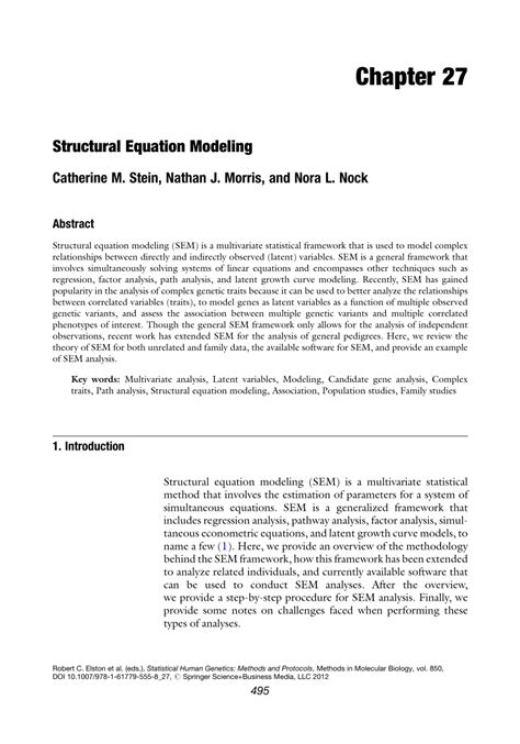 Pdf Structural Equation Modeling