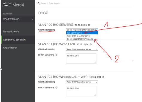 meraki mx100 run as dhcp or relay dhcp to another server the meraki