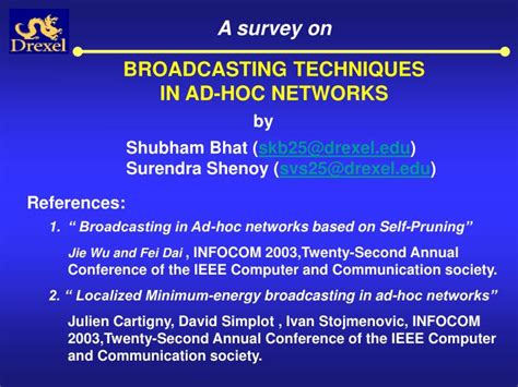 Ppt Broadcasting Techniques In Ad Hoc Networks Powerpoint
