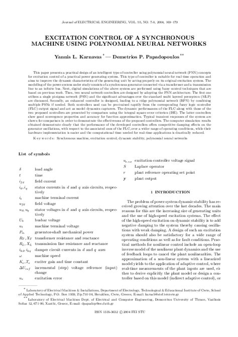 Pdf Excitation Control Of A Synchronous Machine Using Polynomial
